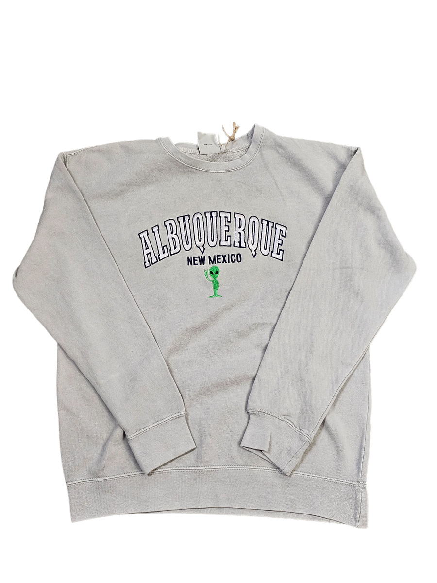 Albuquerque New Mexico Embroidered Silver Alien Crewneck Sweatshirt ...